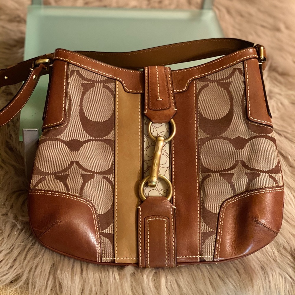 Coach “Hampton” Hobo In Signature Coach Fabric - Gem
